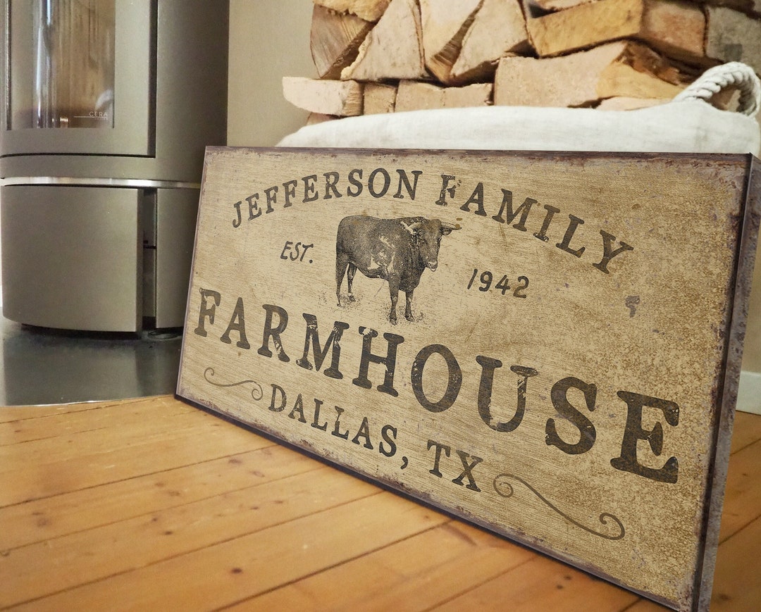 Personalized Farmhouse Family Name Sign: Rustic Homestead Decor - Etsy