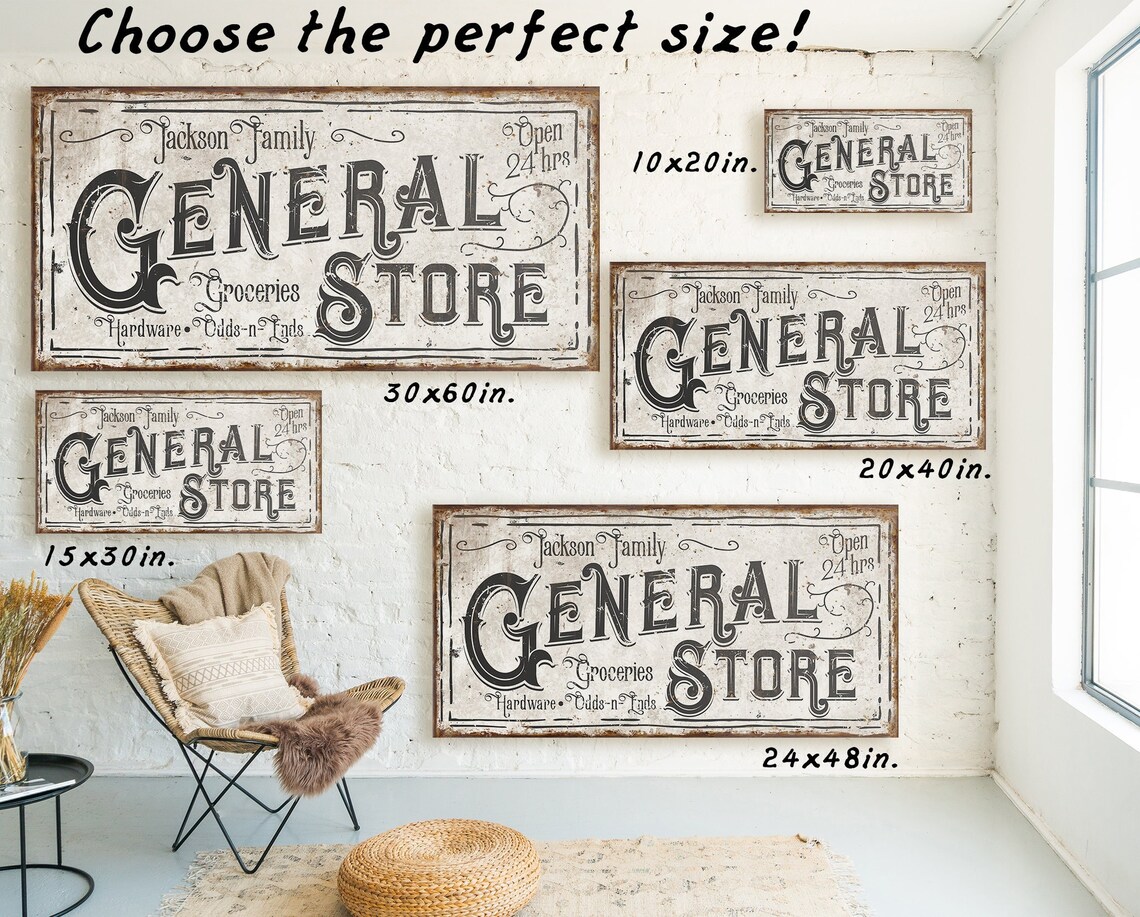 Custom General Store Sign Personalized Modern Farmhouse Wall - Etsy
