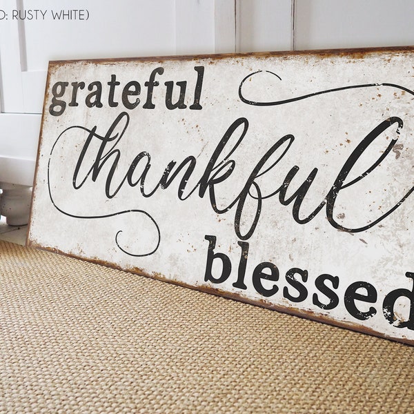 Grateful Thankful Blessed Sign - Etsy