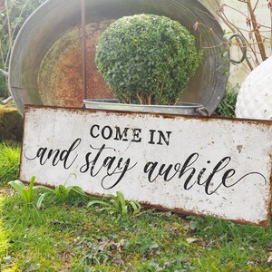 Come in and Stay Awhile Sign Large Outdoor Wall Art Entryway Decor ...