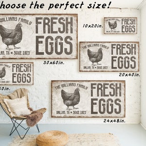Fresh Eggs Sign: Vintage Farmhouse Kitchen Decor, Custom Family Name - Etsy