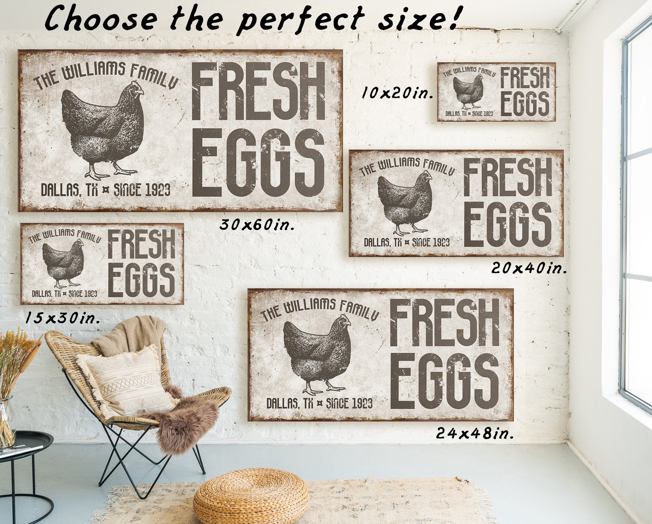 Fresh Eggs Chicken Sign: Rustic Farmhouse Kitchen Decor - Etsy