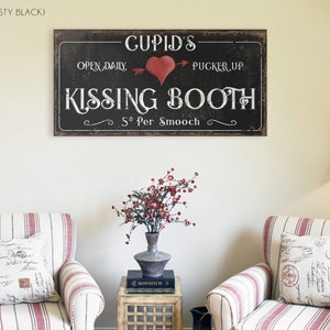 Cupid's Kissing Booth Valentines Day Sign Front Porch Decor French ...