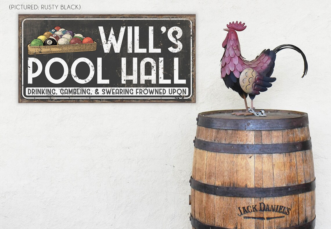 Custom Pool Hall Sign Personalized Billiards Room Sign Vintage - Etsy