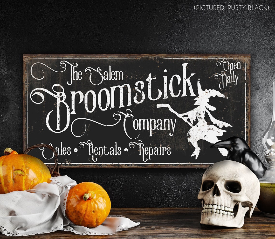 Salem Broom Company Sign Vintage Halloween Decorations Rustic - Etsy