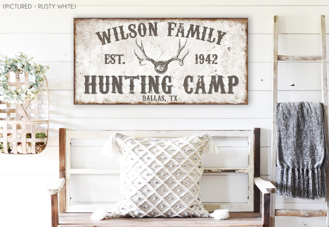 Personalized Hunting Camp Sign, Rustic Farmhouse Decor - Etsy