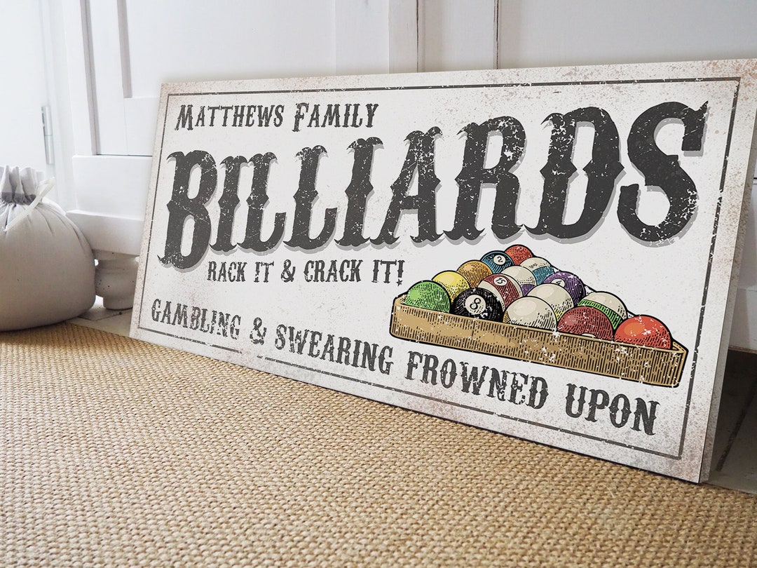 Personalized Billiards Sign: Vintage Pool Hall Decor, Man Cave Art - Etsy