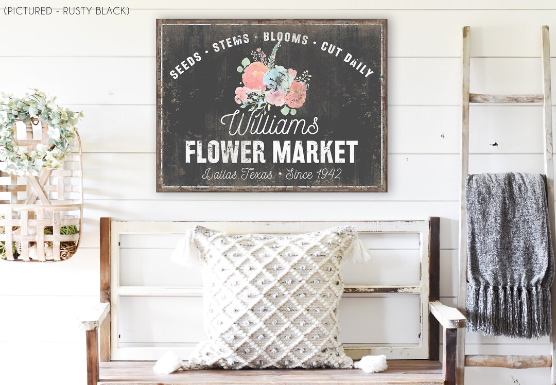 Custom Flowers Sign Fresh Flower Market Signs Personalized Garden Gifts ...