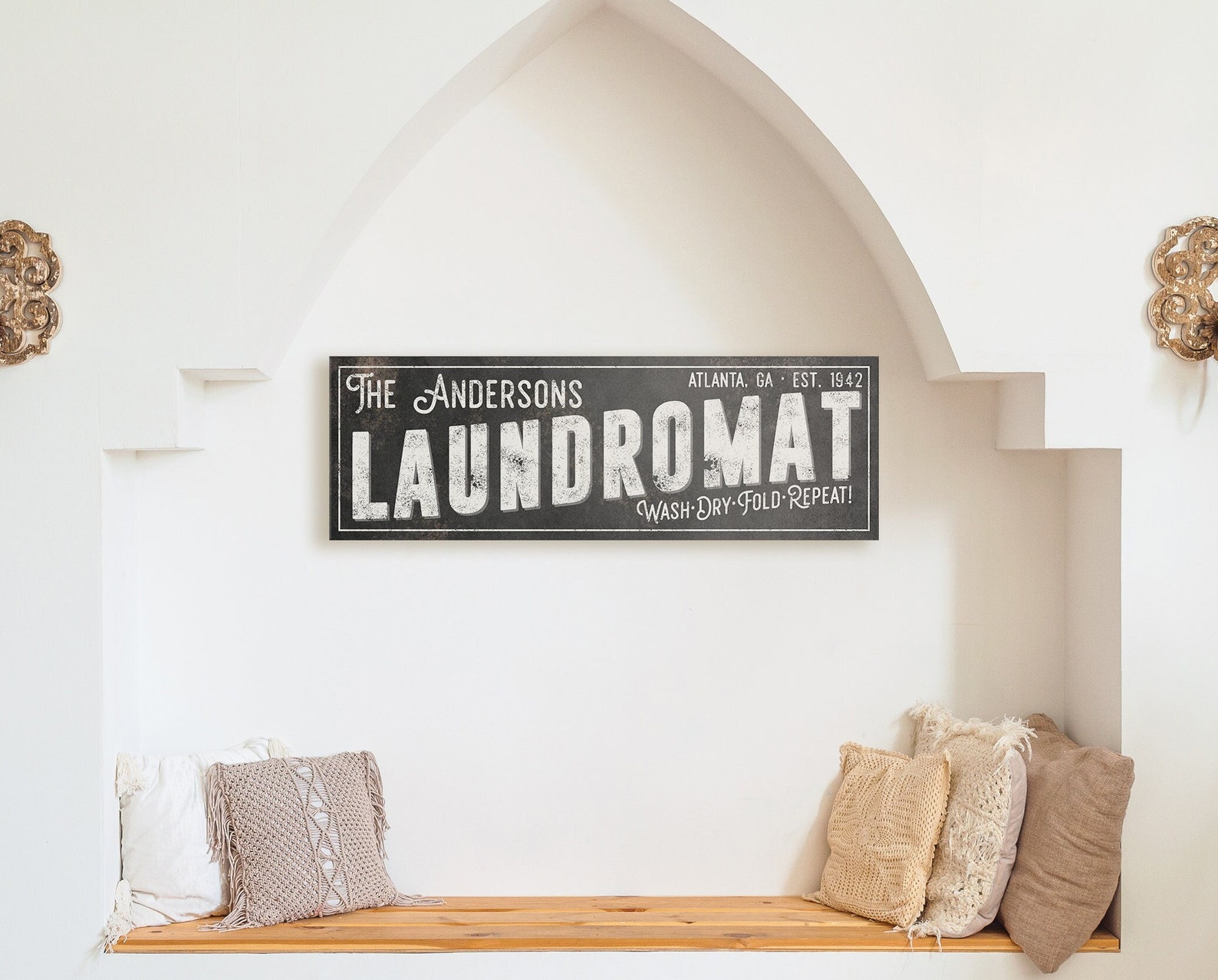 Large Custom Laundry Room Sign Vintage Black Laundry Sign Personalized ...