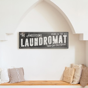 Large Custom Laundry Room Sign Vintage Black Laundry Sign Personalized ...
