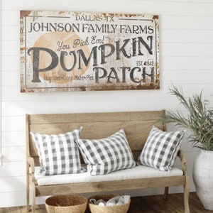 Pumpkin Patch Sign Rustic Fall Decor Large Family Name Sign Autumn ...