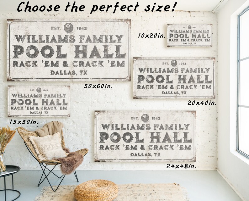 Custom Pool Hall Sign for Basement Vintage Billiards Lounge - Etsy
