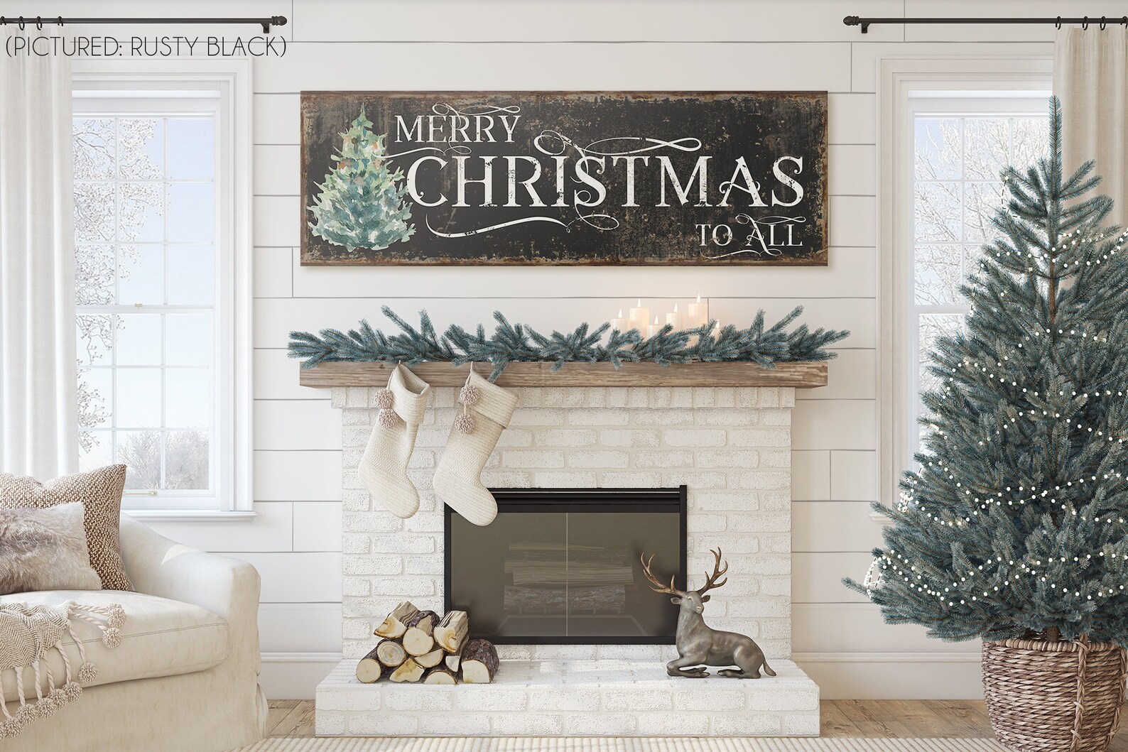 Rustic Merry Christmas Sign: Farmhouse Cottagecore Holiday Decor - Etsy
