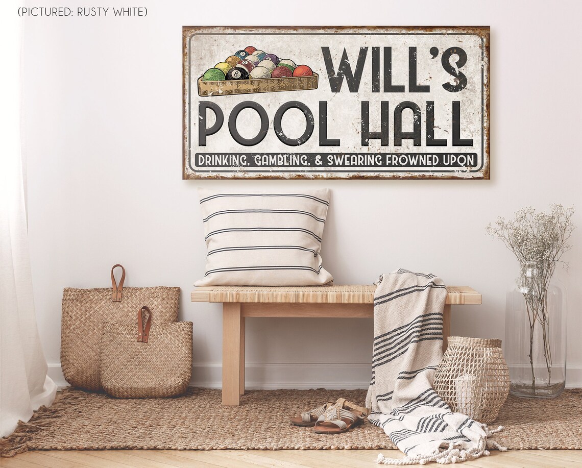 Custom Pool Hall Sign Personalized Billiards Room Sign Vintage - Etsy