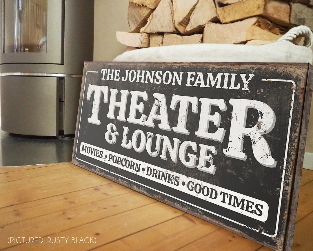 Custom Movie Room Sign Personalized Family Name Basement Wall Art ...