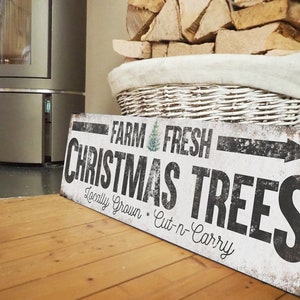 Primitive Christmas Trees Farm Sign for Front Porch Farmhouse Christmas ...