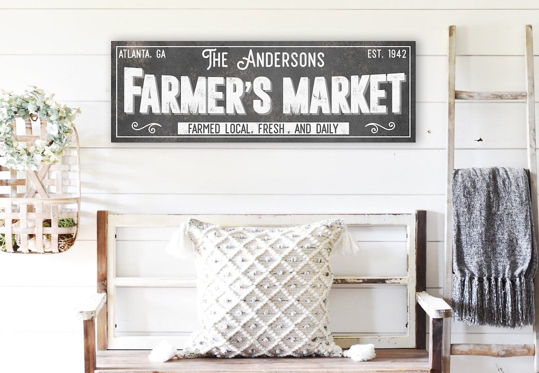 Rustic Farmers Market Sign Personalized Modern Farmhouse Wall Decor ...
