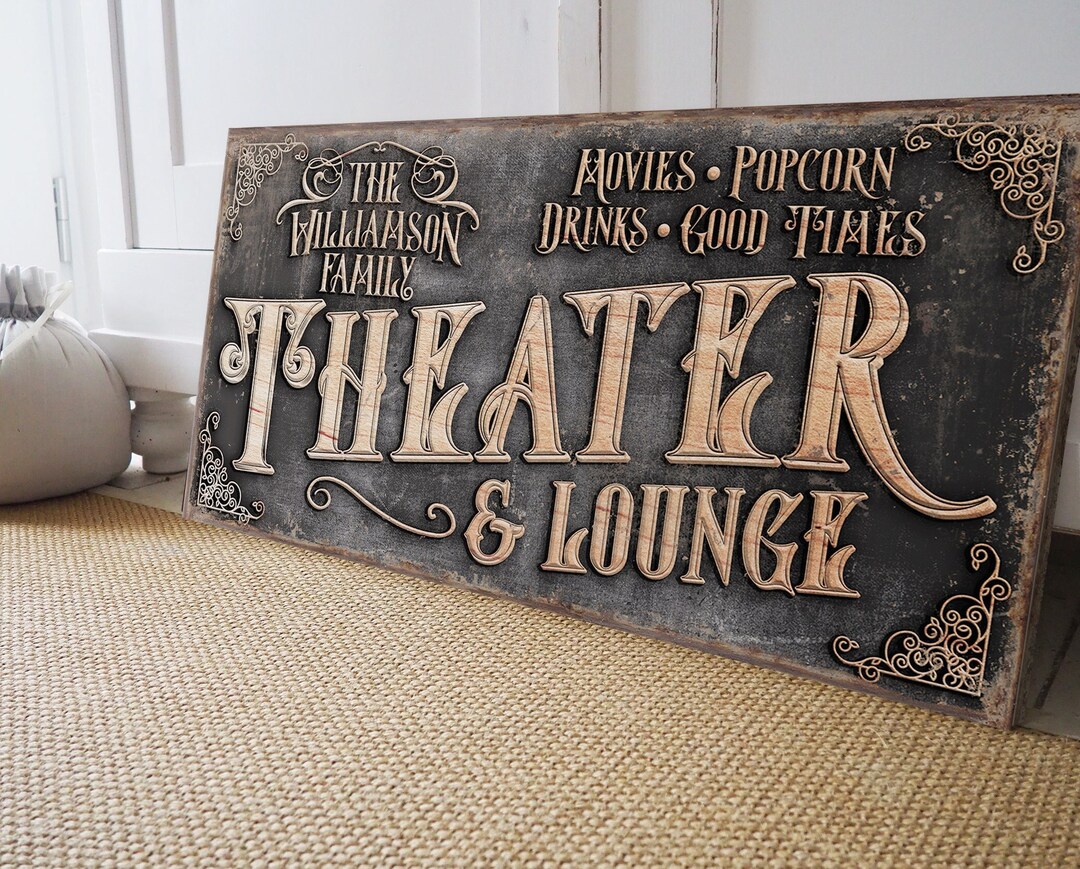Custom Theater and Lounge Sign for Basement Tv Room Decor Lower Level ...