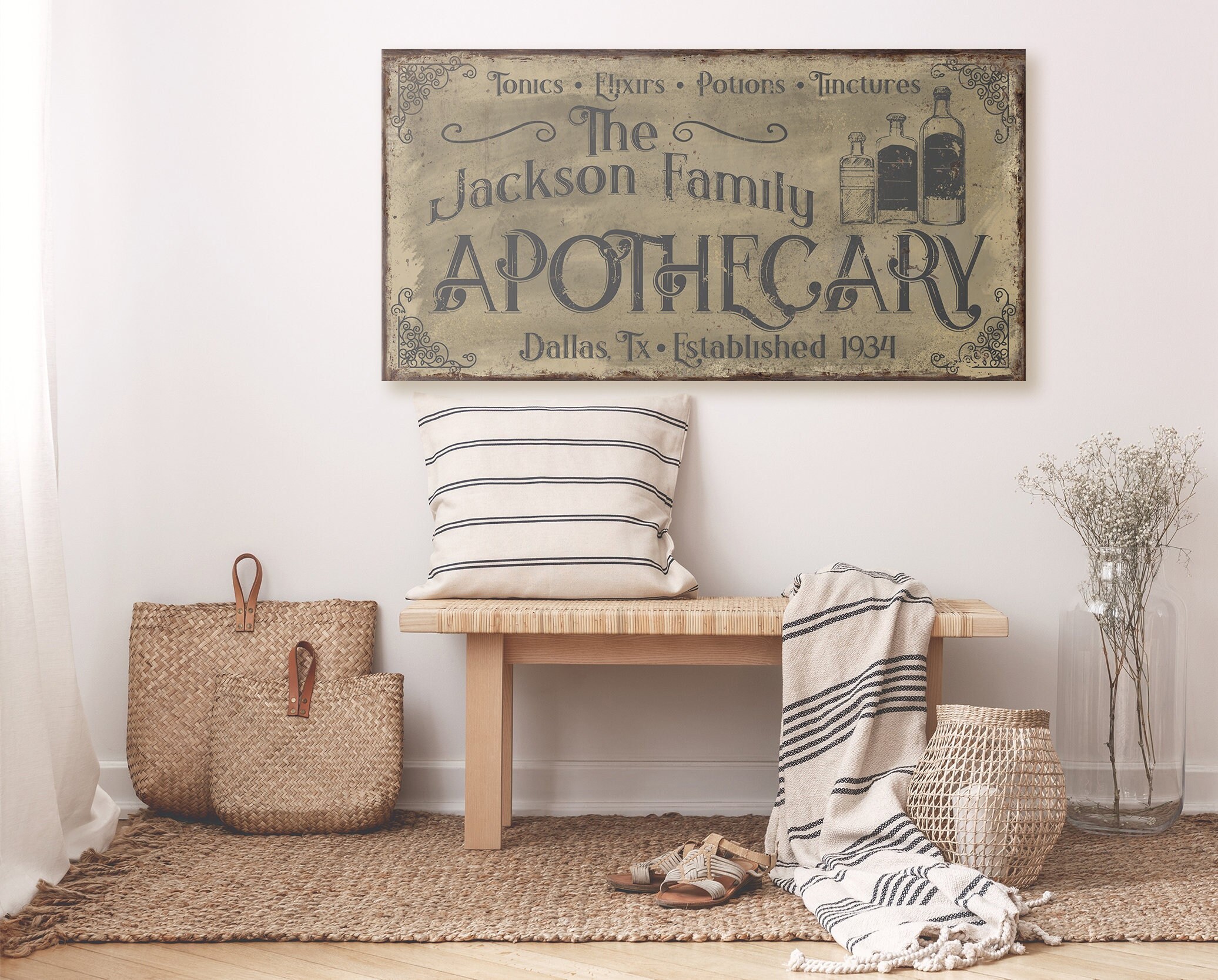 Personalized Apothecary Sign, French Country Farmhouse Decor - Etsy