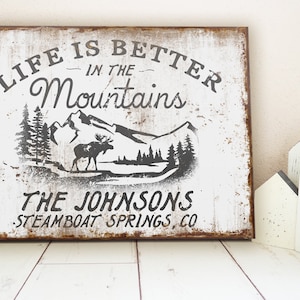 Custom Mountain Cabin Sign Life is Better in the Mountains Rustic Home ...