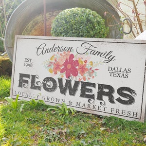 Custom Fresh Flower Market Sign Personalize Flower Farm Signs Vintage ...