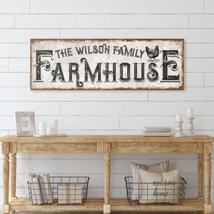 Personalized Farmhouse Family Name Sign: Rustic Vintage Wall Art - Etsy