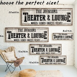 Movie Theater and Lounge Sign, Home Theater Decor, Custom Basement ...