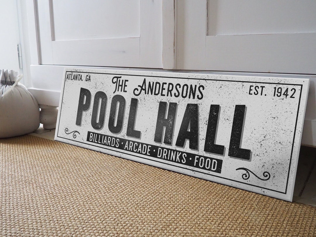 Custom Sign for Basement Pool Room Sign Billiards Signs Bar and Lounge ...