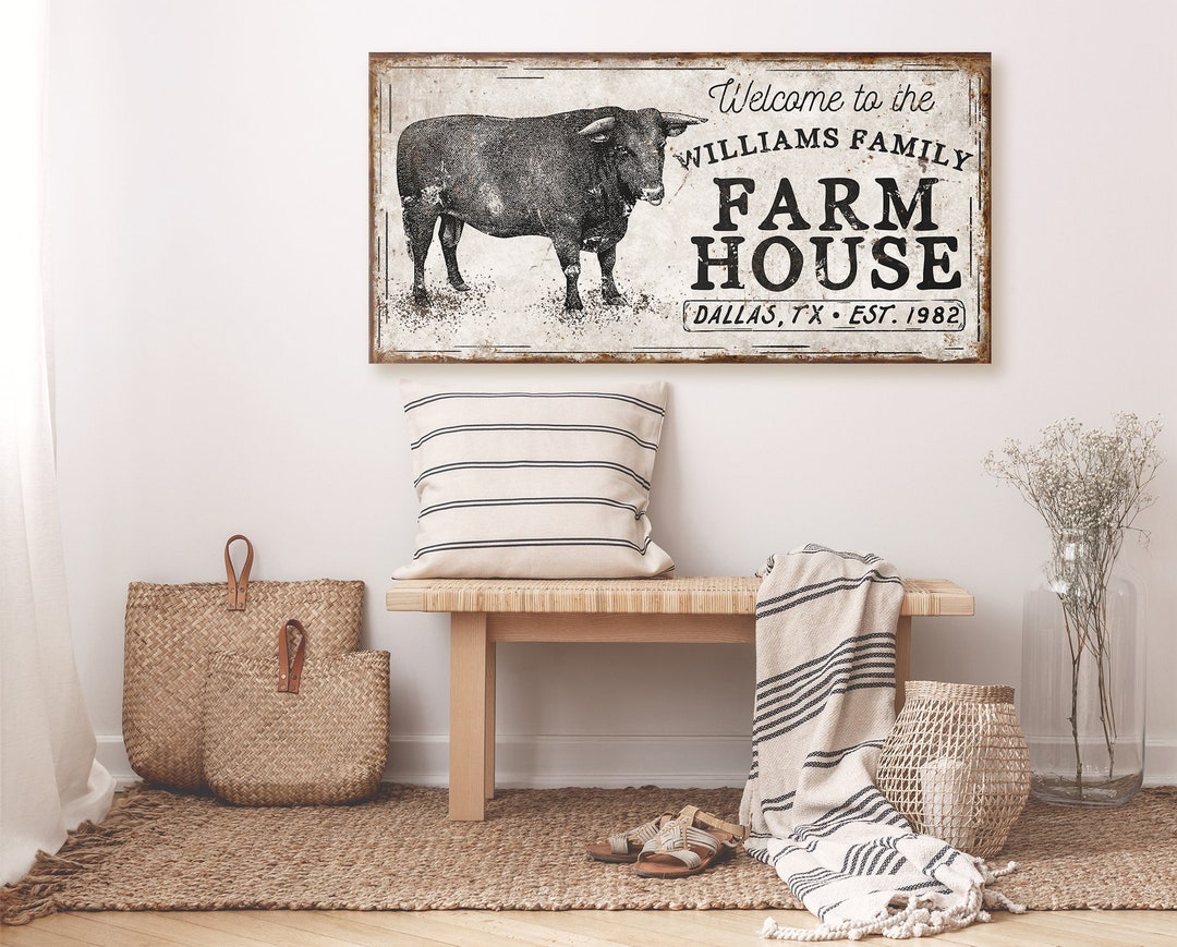 Personalized Family Farmhouse Sign: Rustic Cattle Ranch Decor - Etsy