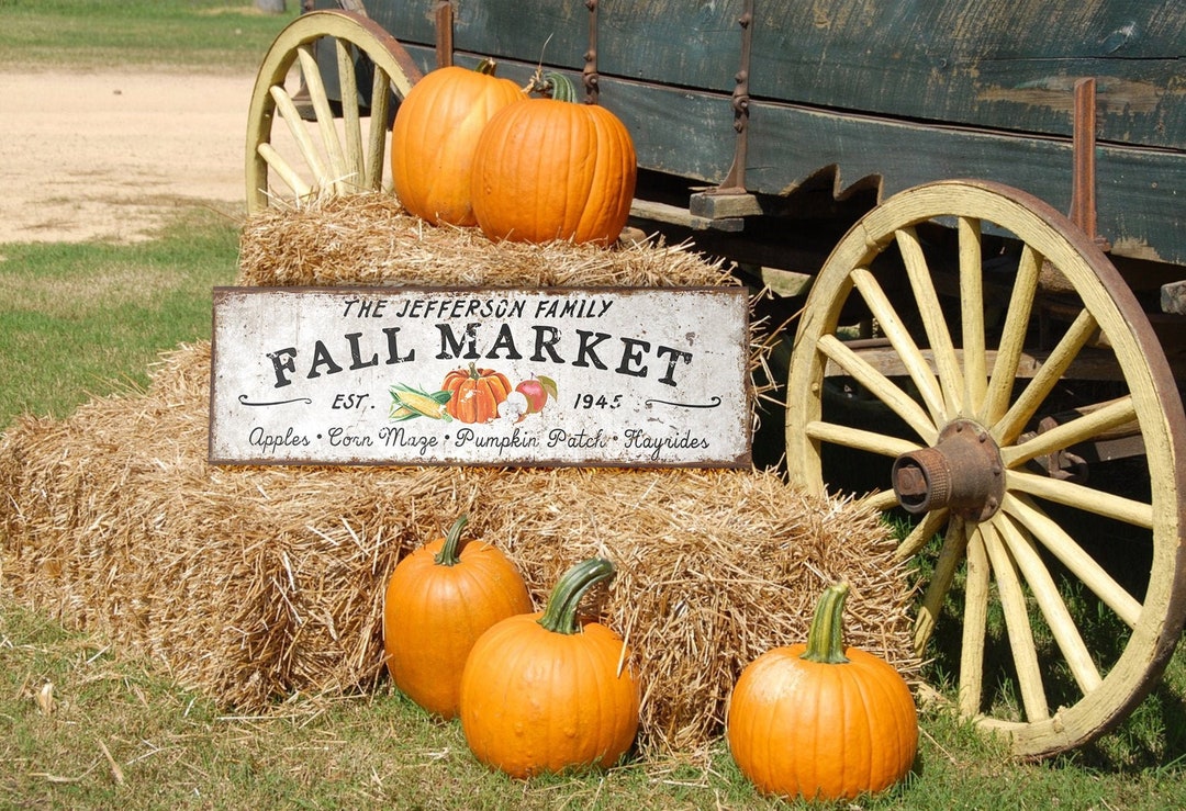 Fall Market Sign Rustic Fall Wall Decor Autumn Decorations Outdoor ...