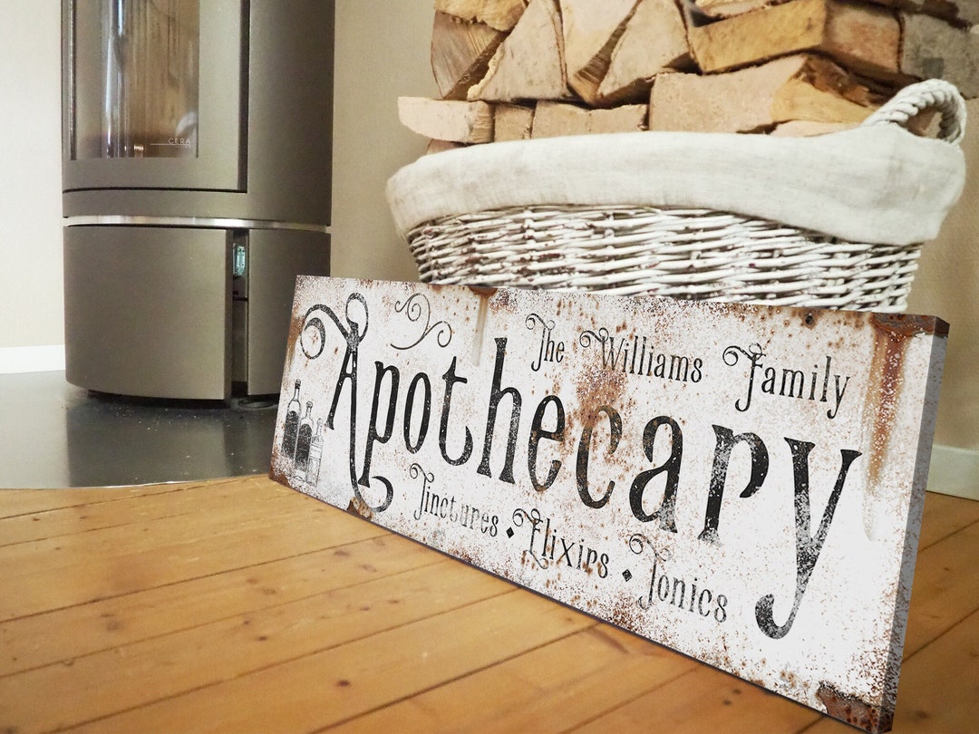 Apothecary Sign Vintage Personalized Family Name Sign for Kitchen Decor ...