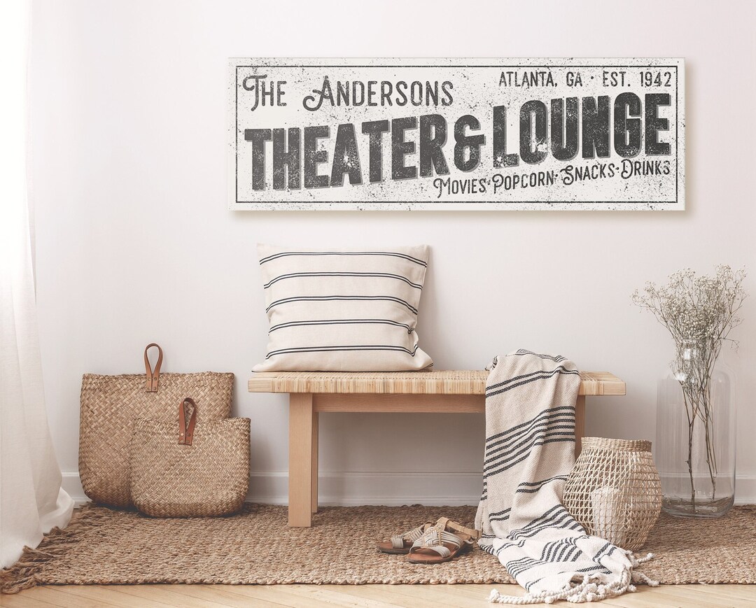 Custom Theater and Lounge Sign Personalized Home Movie Room Sign for ...