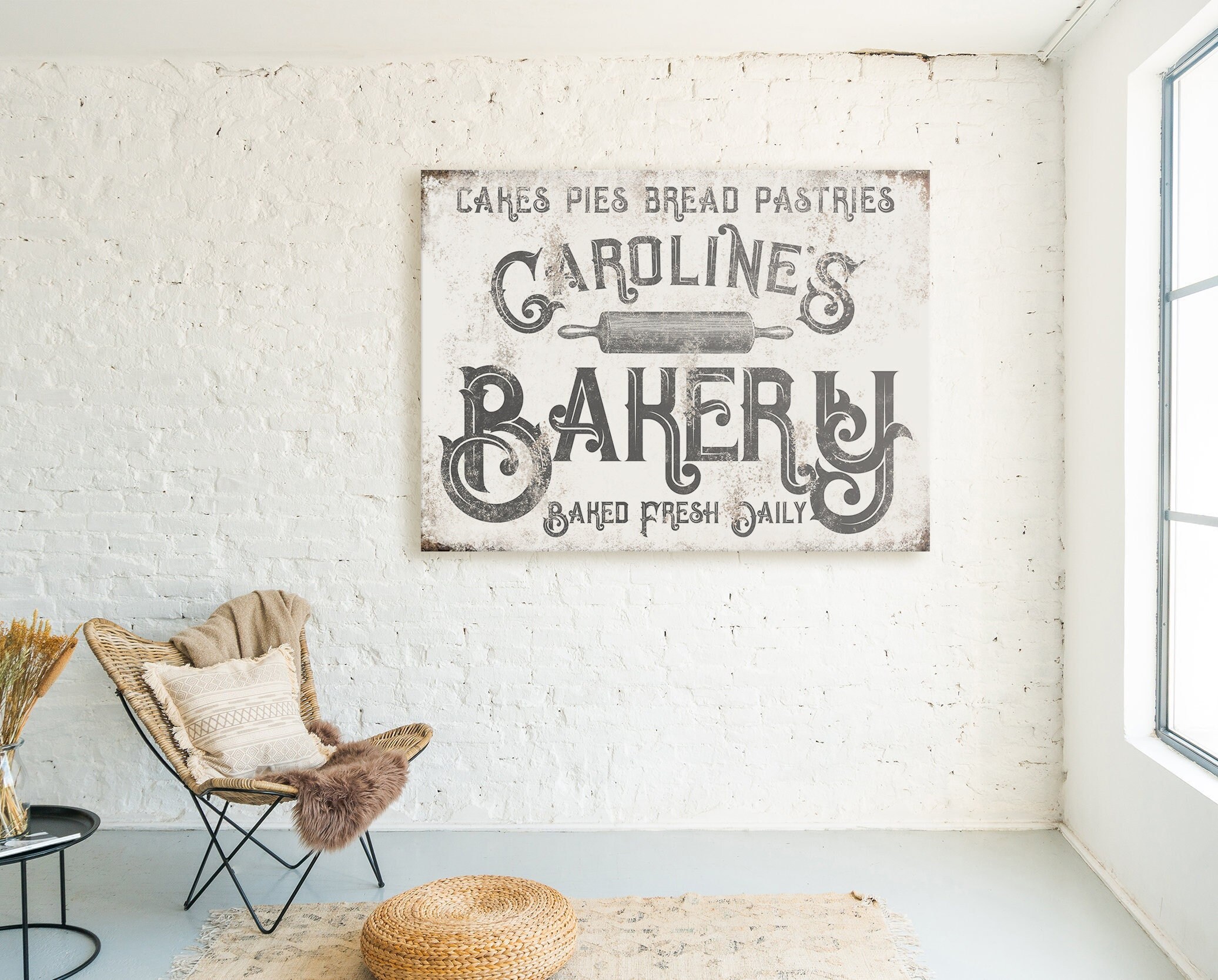 Personalized Bakery Sign, Vintage Kitchen Wall Decor, Farmhouse Style ...