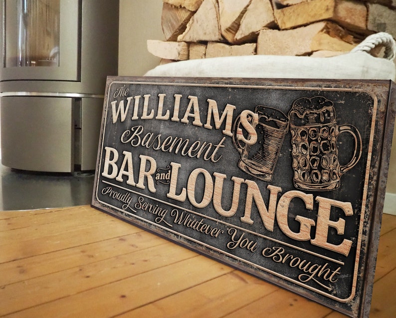 Custom Basement Bar and Lounge Sign for Man Cave Pub Porch - Etsy