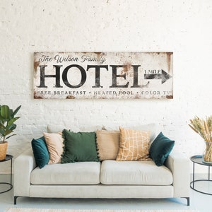 Personalized Hotel Sign Vintage Wall Art Rustic Mid-century Decor Rusty ...