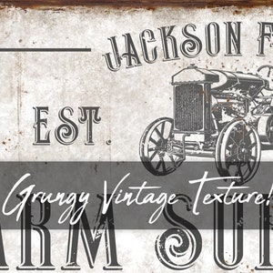 Custom Farm Supply Company Sign: Vintage Tractor Family Name Wall Art ...