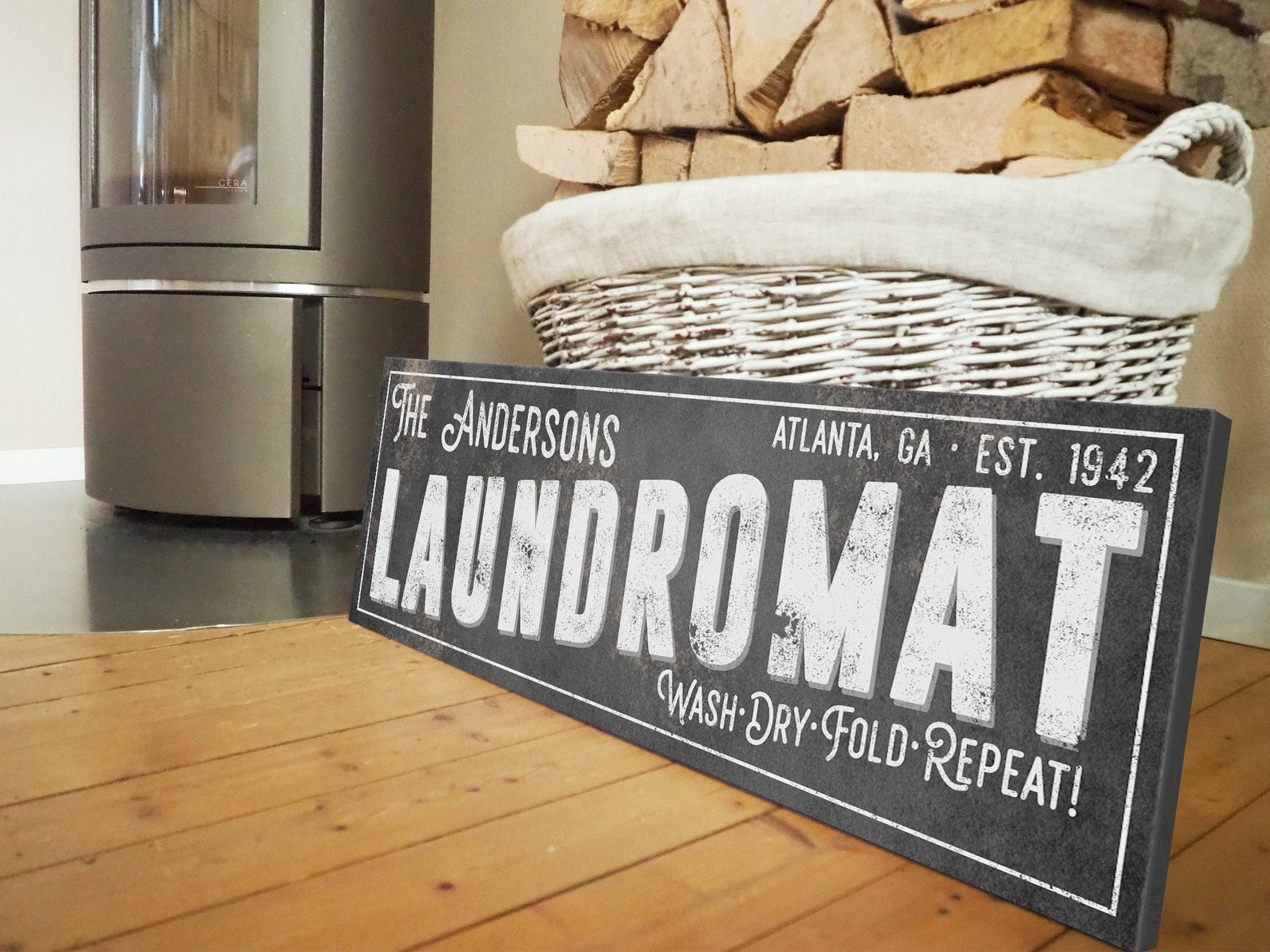Large Custom Laundry Room Sign Vintage Black Laundry Sign Personalized ...