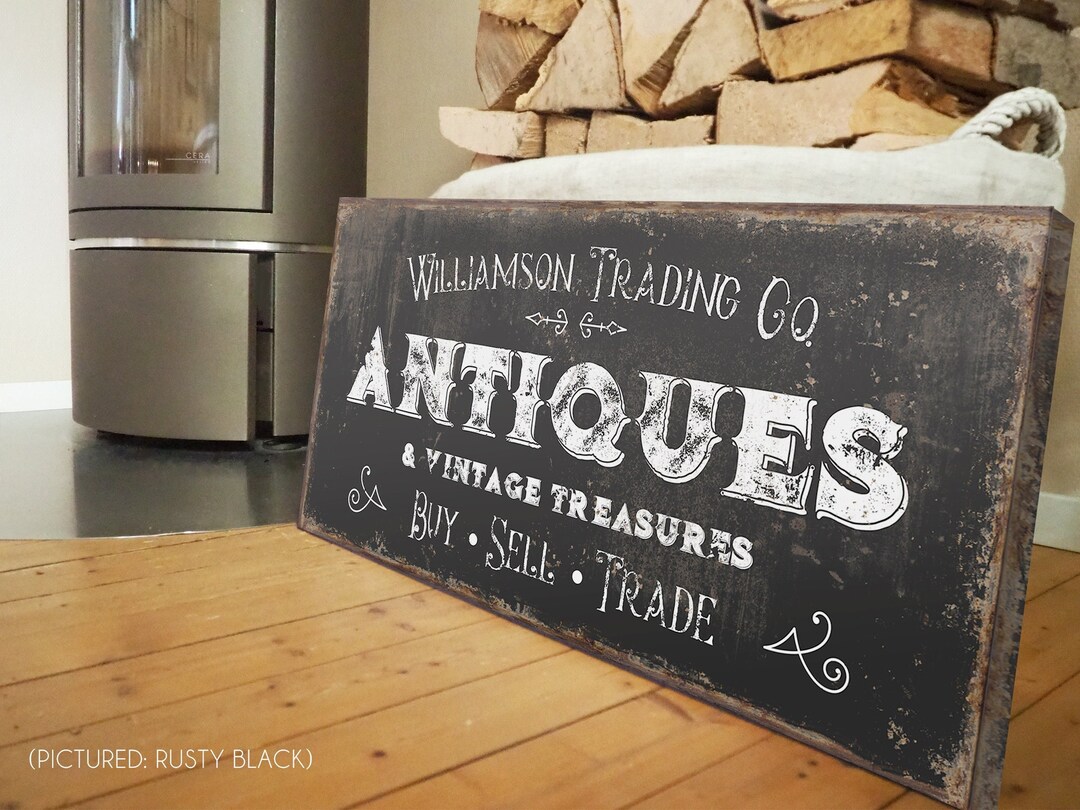 Personalized Antiques Store Sign: Rustic Farmhouse Wall Decor - Etsy