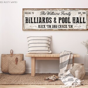 Custom Man Cave Wall Art Personalized Pool Hall Sign Vintage Billiards ...