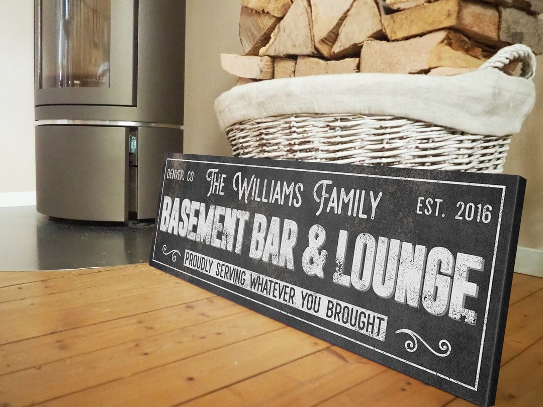 Custom Basement Bar and Lounge Sign for Man Cave Wall Art Personalized ...