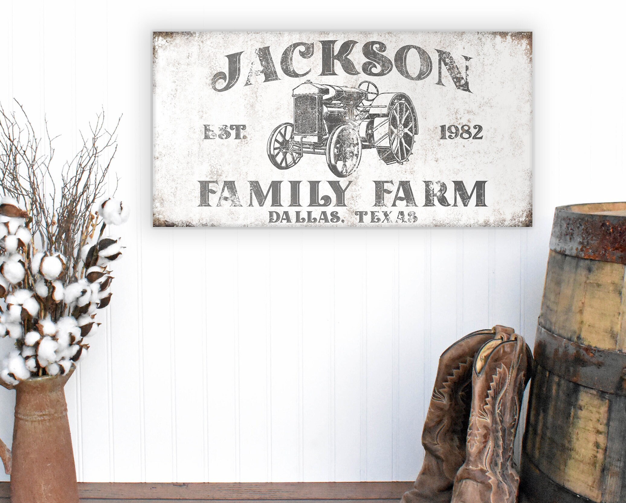 Personalized Family Farm Sign: Rustic Tractor Decor - Etsy