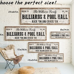 Custom Man Cave Wall Art Personalized Pool Hall Sign Vintage Billiards ...