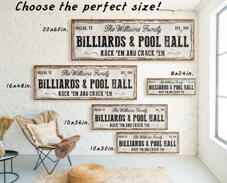 Custom Man Cave Wall Art Personalized Pool Hall Sign Vintage - Etsy