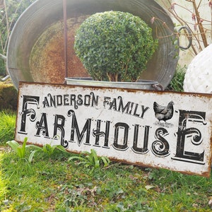 Personalized Farmhouse Family Name Sign: Rustic Vintage Wall Art - Etsy