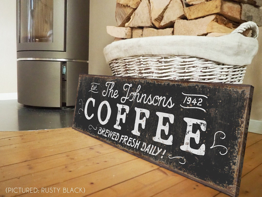 Personalized Coffee Bar Sign: Rustic Farmhouse Kitchen Decor - Etsy