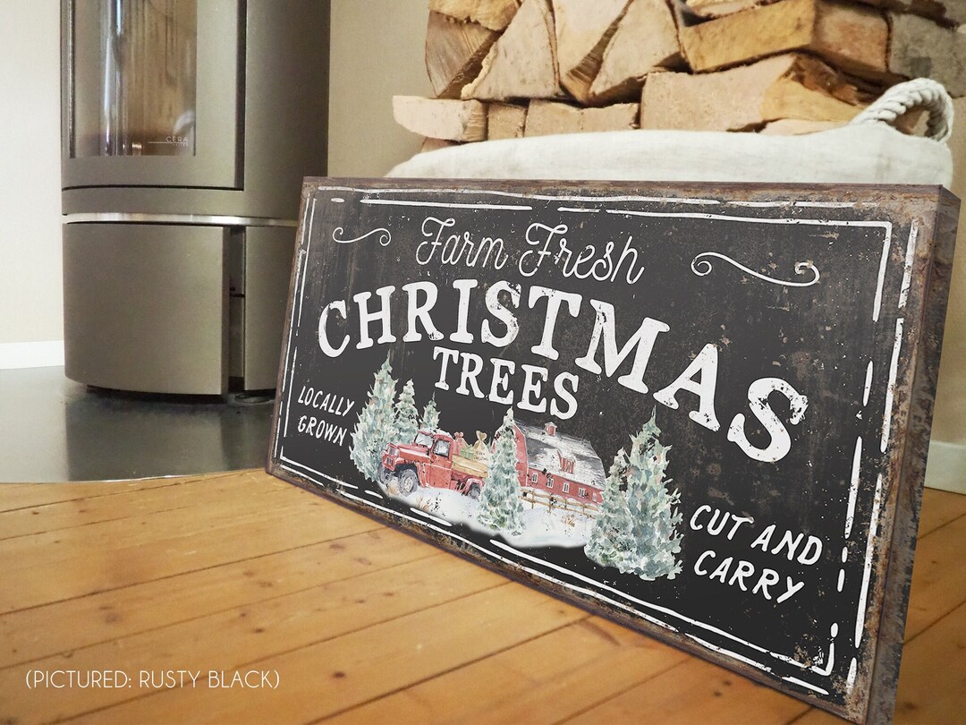 Red Truck Christmas Tree Farm Sign for Front Porch Fireplace Christmas ...