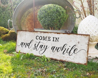 Come in and Stay Awhile Sign Farmhouse Decor Stay Awhile Modern ...