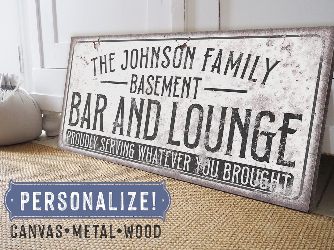 Personalized Basement Bar Sign: Rustic Mancave Decor - Etsy