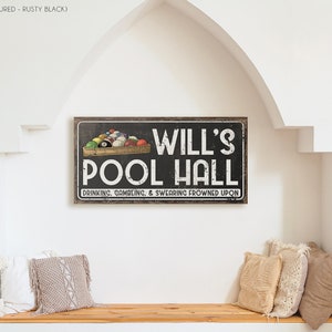 Custom Billiards Room Sign Personalized Pool Room Pool Hall Signs for ...