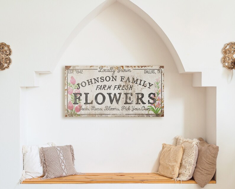 Personalized Garden Gate Sign Custom Family Name Fresh Flowers - Etsy